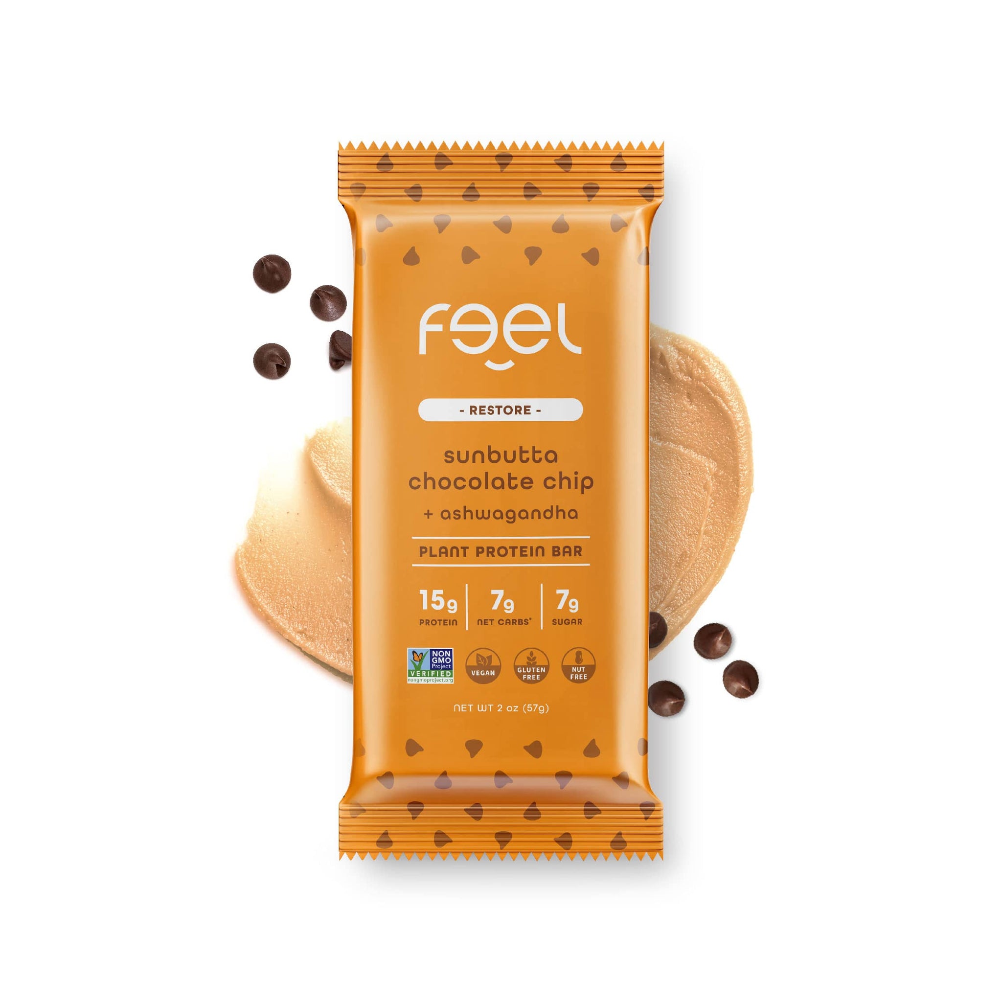 Feel Bars - Sunbutta Choco Chip - Functional Protein Bars (10 Pack ...